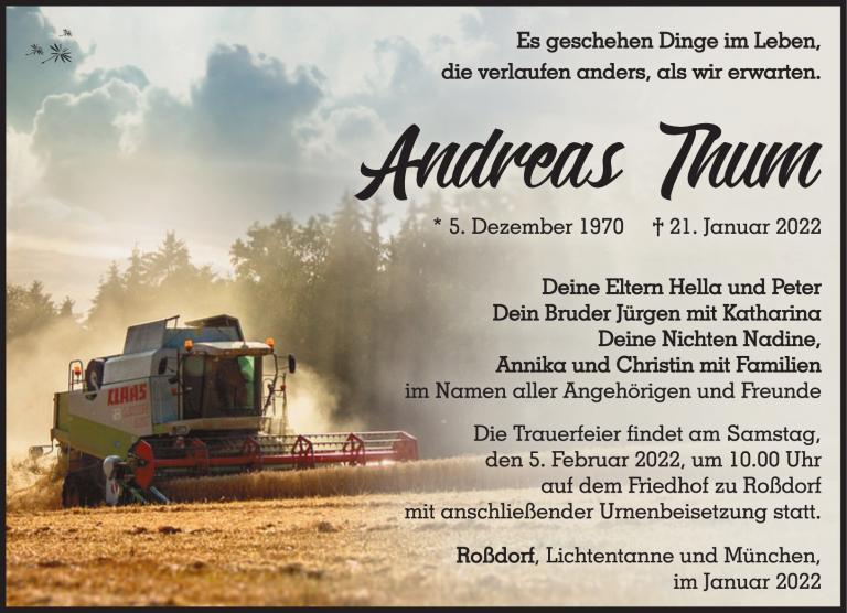 Andreas Thum | Trauerportal Zehner