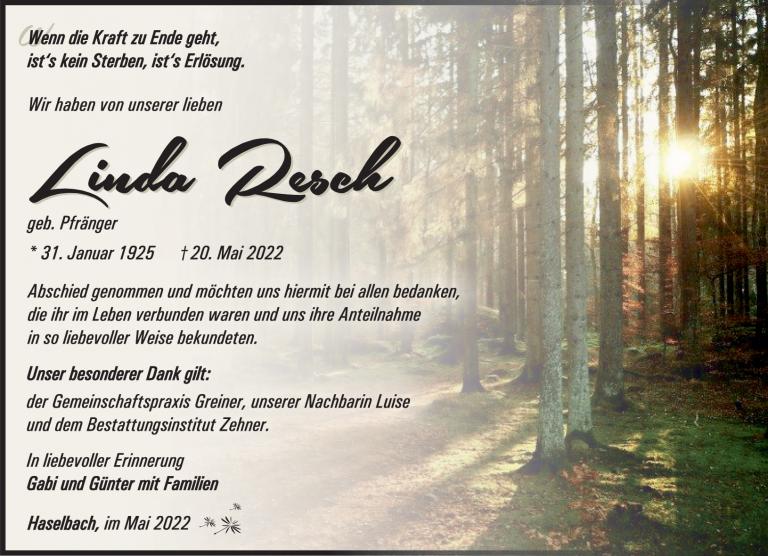 Linda Resch | Trauerportal Zehner