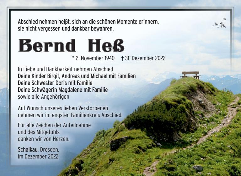 Bernd Heß | Trauerportal Zehner